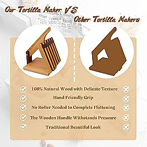 Upgrade Hardwood Tortilla Maker Hardwood Tortilla Maker - 8" Square Wood Flour Tortilla Press for Homemade Mexican Tortillas, Roti, Burritos, Taco and More, Natural Food-Grade wood (beech & Walnut) - Enjoy the Natural Taste