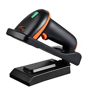 Tera 1D 2D QR Barcode Scanner with Adjustable Folding Stand and Charging Cradle, Wall Mountable 2.4G Wireless & USB 2.0 Wired QR Bar Code Reader with Vibration Alert Model D5100-Fold
