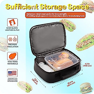 Hairao Boys Lunch Box Leather Lunch Box, Kids Lunch Bags Waterproof Thermal Insulated Cooler Bag Toy Bag for Boys Girls Kids Toddlers Teens school gift