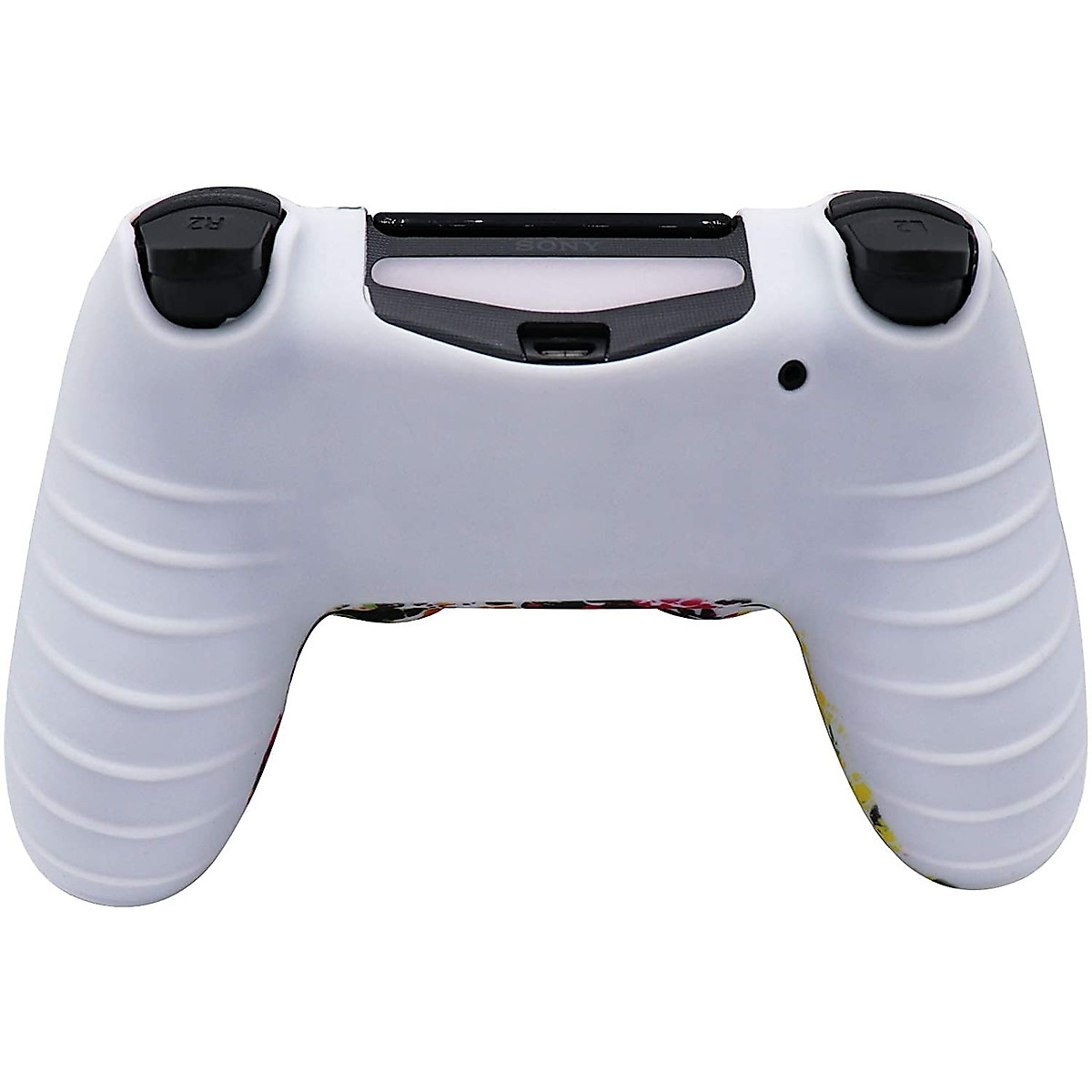 Sofunii 2pcs Skin for PS4 Controller, Anti-Slip Silicone Cover Shell Case with 8 Thumb Grip Caps, Compatible with PlaySation 4 Slim/Pro Controller DualShock 4 Wireless/Wired Gamepad (Rainbow)