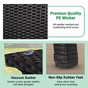 FDW Patio Furniture Sets Outdoor Wicker Bistro Set Rattan Chair Conversation Sets Garden Furniture for Yard Backyard Lawn Porch Poolside Balcony (3 Pieces, Black and Beige)