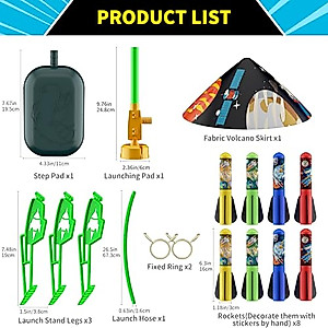 Toys Rocket Launcher for Kids - Launch up to 100 Ft, 8 Multi-Color Foam Rockets & Adjustable Launch Stand, Kids Outdoor Toys, Birthday Toys for Kids Boys Girls Age 3+ Years Old