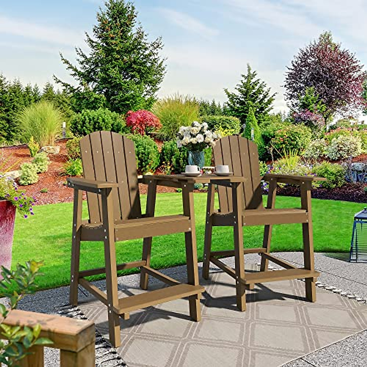 DWVO Adirondack Connecting Table, Water Resistance Outdoor Side Table Arm Tray Table for Adirondack Chairs, Adirondack Table Desk for Adirondack Barstools, Center Table for Tall Adirondack Chair,Brown