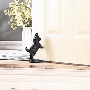 3.78 Lbs Dog Door Stop Wedge Decorative Cast Iron Door Stopper for Bottom of Door(Black)