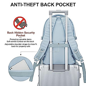 WEPOET Lightweighr College School Backpacks For Women,Classic Middle Student Bookbag For Teens Girls,Waterproof Middle School Bag Boys,(Blue)