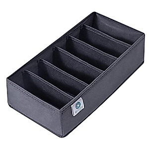 Qozary 3 Pack Sock Underwear Drawer Organizer Dividers, Non-Woven Fabric Collapsible Cabinet Closet Storage Boxes for Clothes, Socks, Lingerie, Underwear, Tie, Belt, Baby, Bedroom (Gray, 6 Cells)