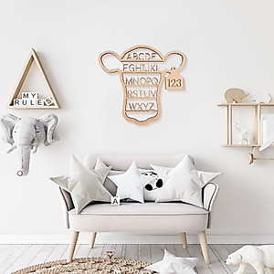 Nichake Western Nursery Wall Decor Neutral Cow Alphabet Wall Art,3D Cut ABC Letters Signs,Boho Wall Decor for Nursery, Bedroom, Playroom,and Kids Room