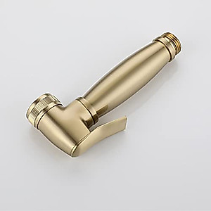 MINJING Handheld Bidet Sprayer for Toilet, Baby Cloth Diaper Sprayer Hot and Cold Water Toilet Sprayer Wall Mounted Handheld Sprayer Kit, Brass, High Pressure, Adjustable Water Pressure, Brushed Gold