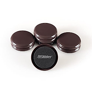 Super Sliders 2 1/2" Round Reusable Furniture Sliders for Carpet - Effortless Moving and Surface Protection, Brown (8 Pack)