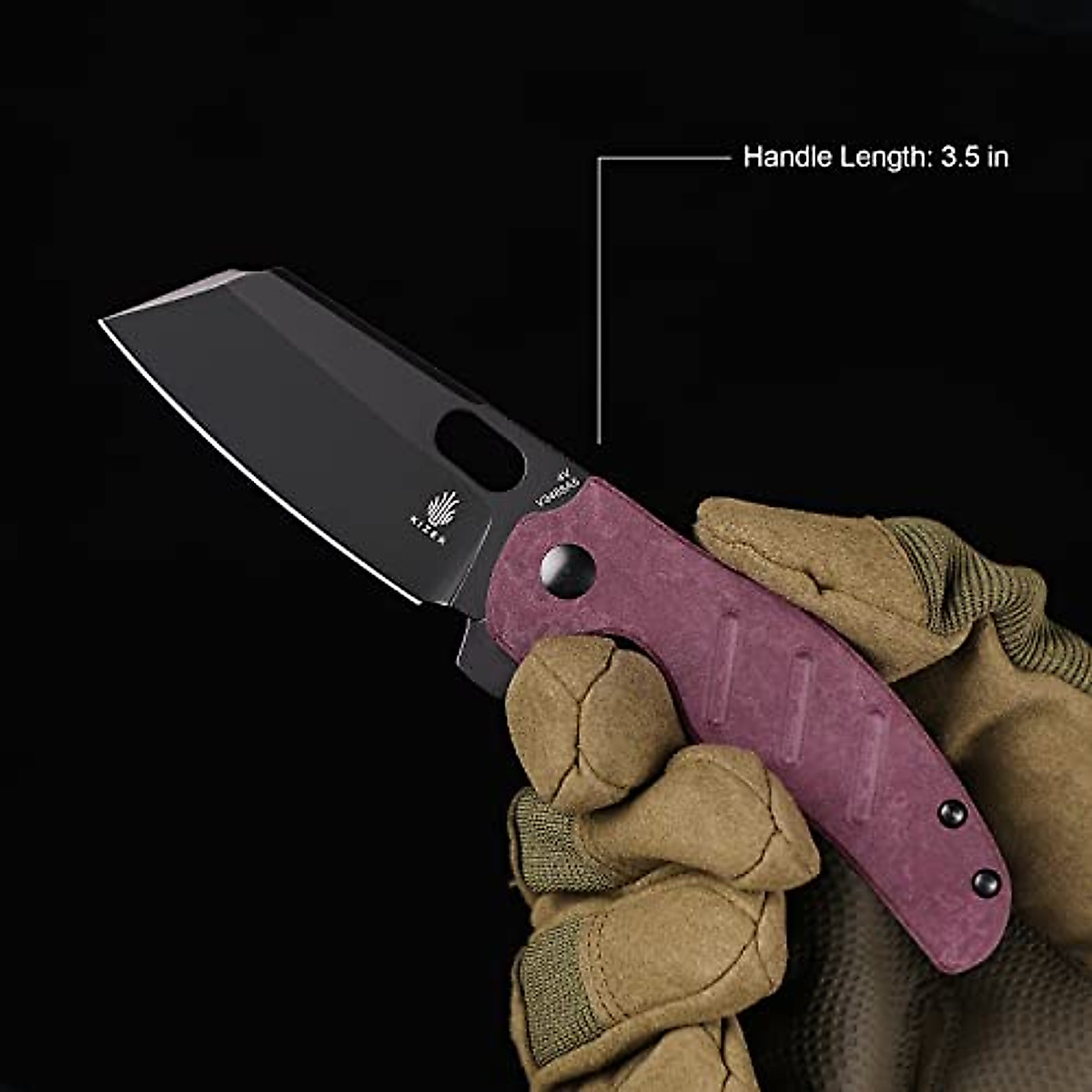 Kizer C01c(Mini) EDC Knife Sheepdog Red Richlite Handle, 4V Pocket Folding Knife, Removable Flipper Tab V3488A5