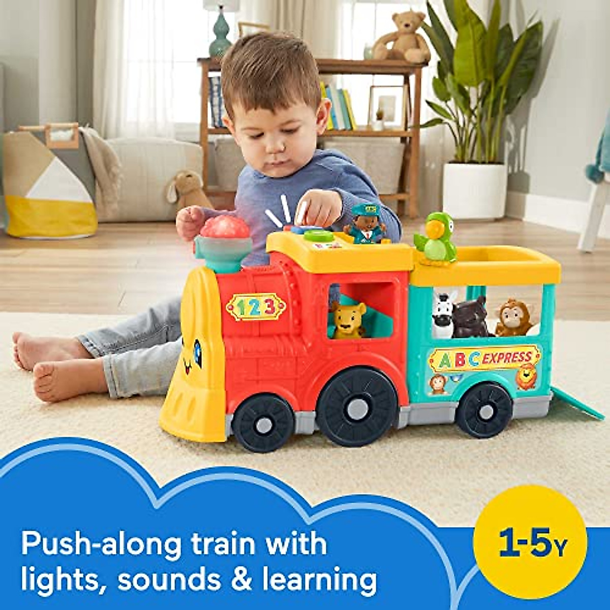 Fisher-Price Little People Toddler Learning Toy Big Abc Animal Train With Smart Stages & 6 Figures For Ages 1+ Years