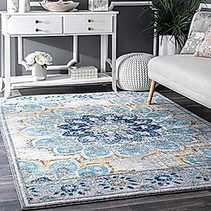 nuLOOM Kiyoko Vintage Floral Area Rug, 8' x 10', Blue