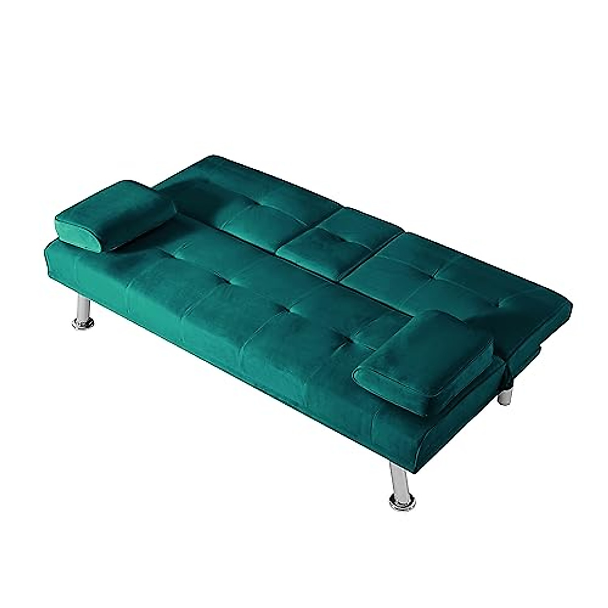 Eafurn Modular Sectional Sets Convertible Sofa Bed, Adjustable Modern Futon Couch-Breathable Fabric Folding Lounge Loveseat Reversible Daybed Easy to Clean-Ideal for Bedroom, 68", Green Velvet