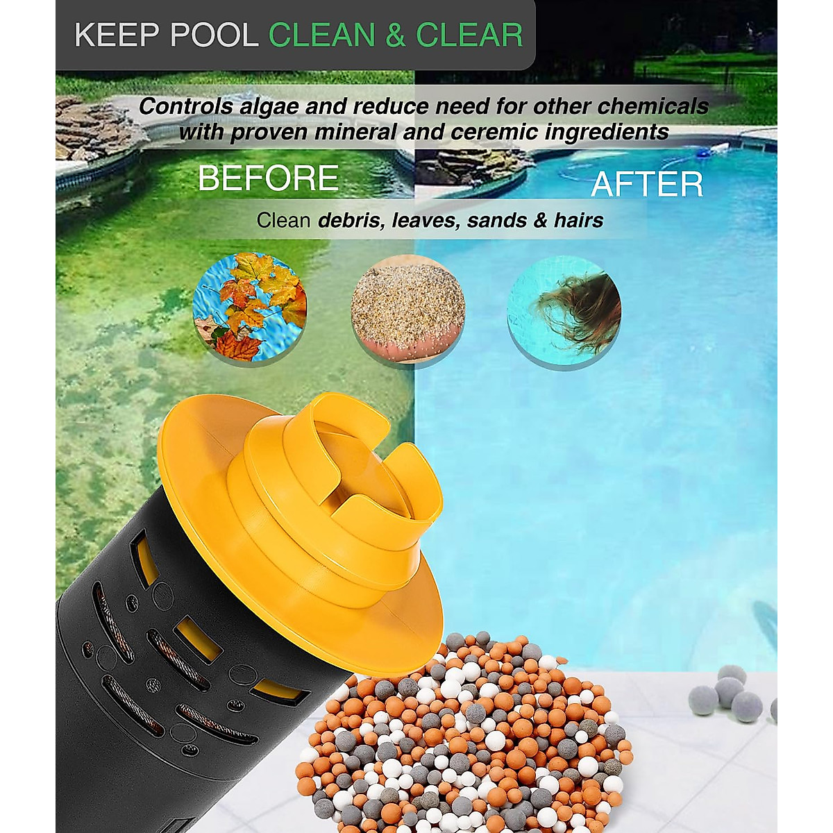 Replacement for Nature2 Duoclear 25 Mineral Cartridge W28000 for All Zodiac DuoClear Fusion Soft Vision Pro Above Ground Ingroud Pool Sanitizers, for up to 35,000 Gallons Pool, W26000, 50001800