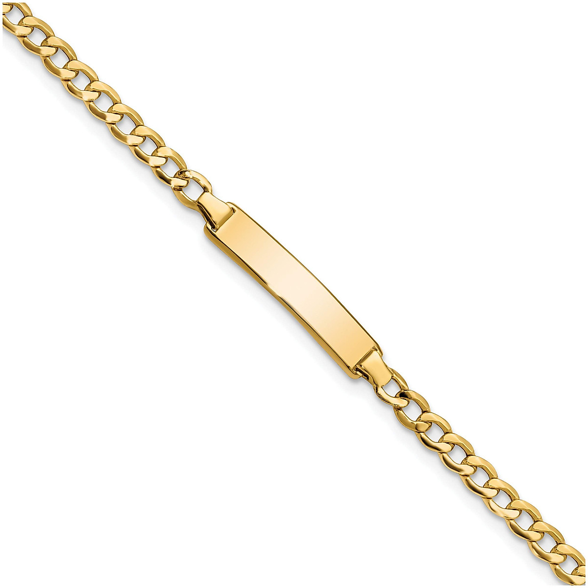 14k Semi-solid Cuban Link ID Bracelet
