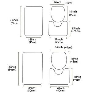 3 Pieces Bath Rugs Sets Cute Cat and Dog Footprint Paws Soft Non-Slip Absorbent Toilet Seat Cover U-Shaped Toilet Mat for Bathroom Decor Black and White