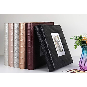 RECUTMS Photo Album 4x6 600 Photos Black Inner Page Button Grain Leather Big Capacity Pockets Pictures Album Birthday Christmas Photo Albums Wedding Anniversary (Black)