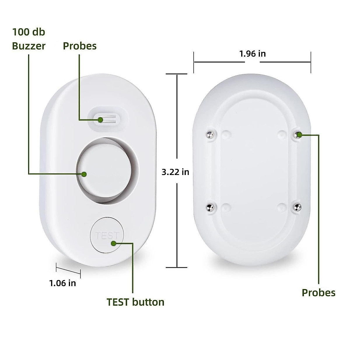 Water Leak Detector Sensor Alarm: Home Water Flooding Monitor Smart Sink Overflow Monitoring Adjustable Wet Moisture Alert Pipe Leakage Drip Detection Warning for Basement Floor