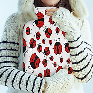 Red Ladybug Hot Water Bottle with Cover 2L, Ladybug PVC Hot Water Bag for Hand Feet Warmer, Pain Relief,Hot Compress and Cold Therapy