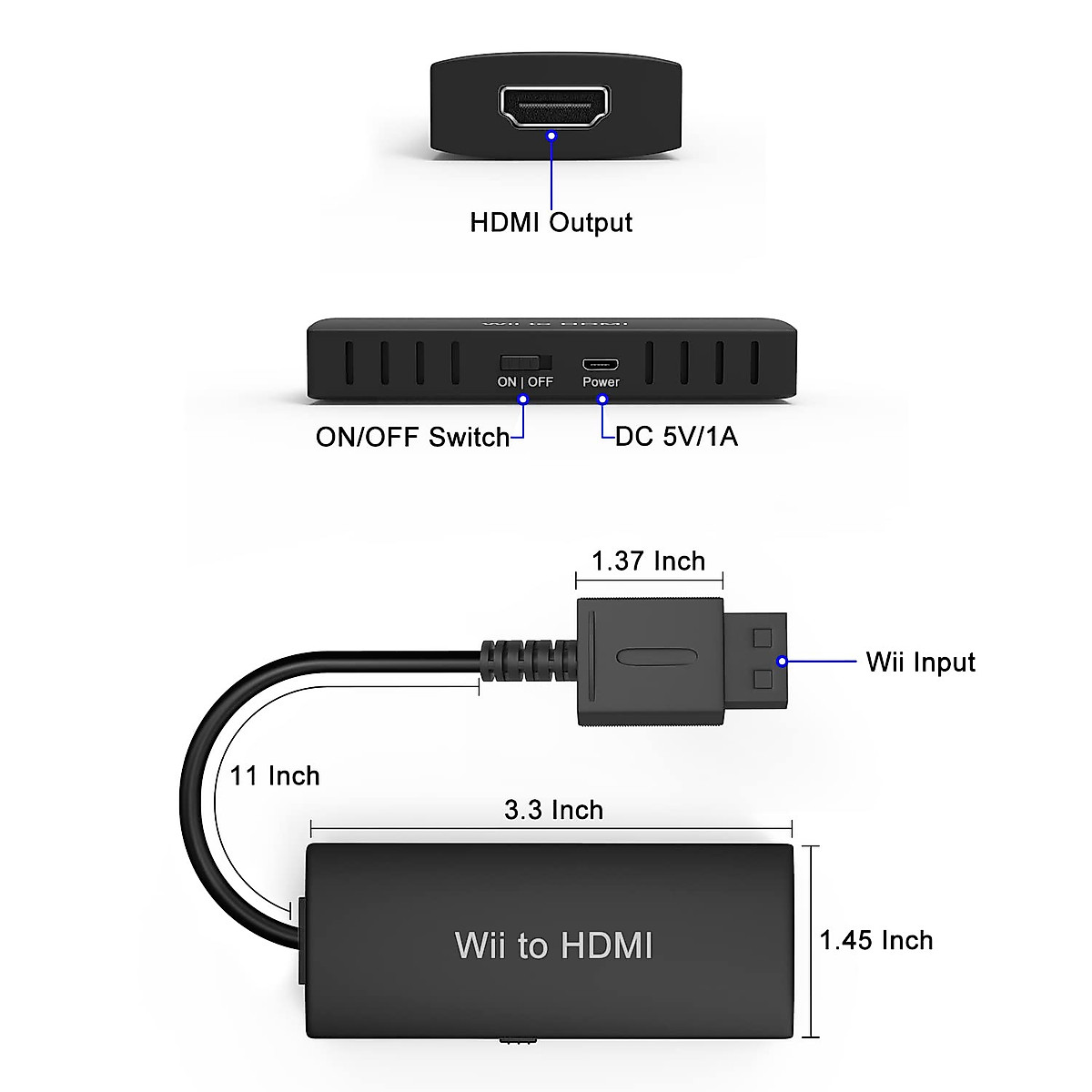 Wii HDMI Converter hdmi Converter/Adapter for Wii U HDMI Cable for Wii Convert Native 720P/480P Ypbpr Signals from Wii to Digital HDMI Signals. Provide The Best Signal Processing