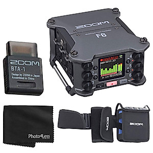Zoom F6 6-Input / 14-Track Multitrack Field Recorder + Zoom BTA-1 Bluetooth Adapter + Zoom PCF-6 Protective Case + Photo4Less Black Cleaning Cloth – Top Value Accessory Recording Bundle