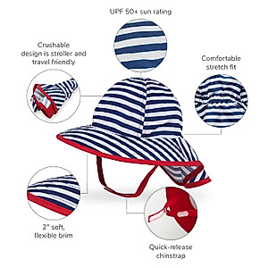 Sunday Afternoons Infant SunSprout Hat, Navy/White Stripe, 6-12 Mos
