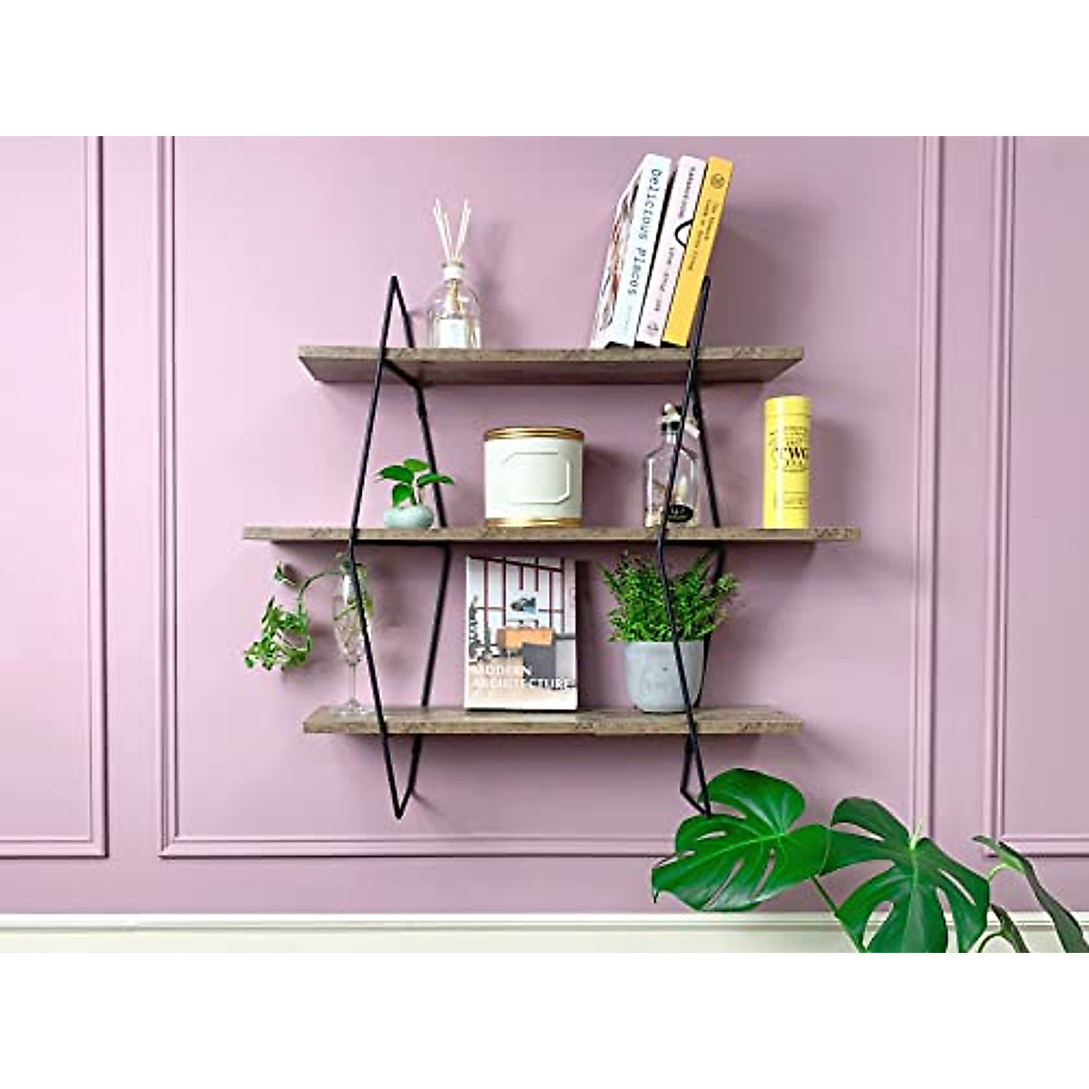 Cocoyard 3 Tier Wall Shelf – Industrial Wall Mounted Rustic Wood Shelf for Living Room, Kitchen Bar Shelving – Wall Display – Retro Storage Rack for Organization and Farmhouse Décor (31.5inch)