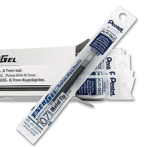 Pentel Refill Ink for EnerGel RTX Retractable Gel Pen, 12 Pack, 0.7mm, Medium Point, Navy Blue (LR7-CA)