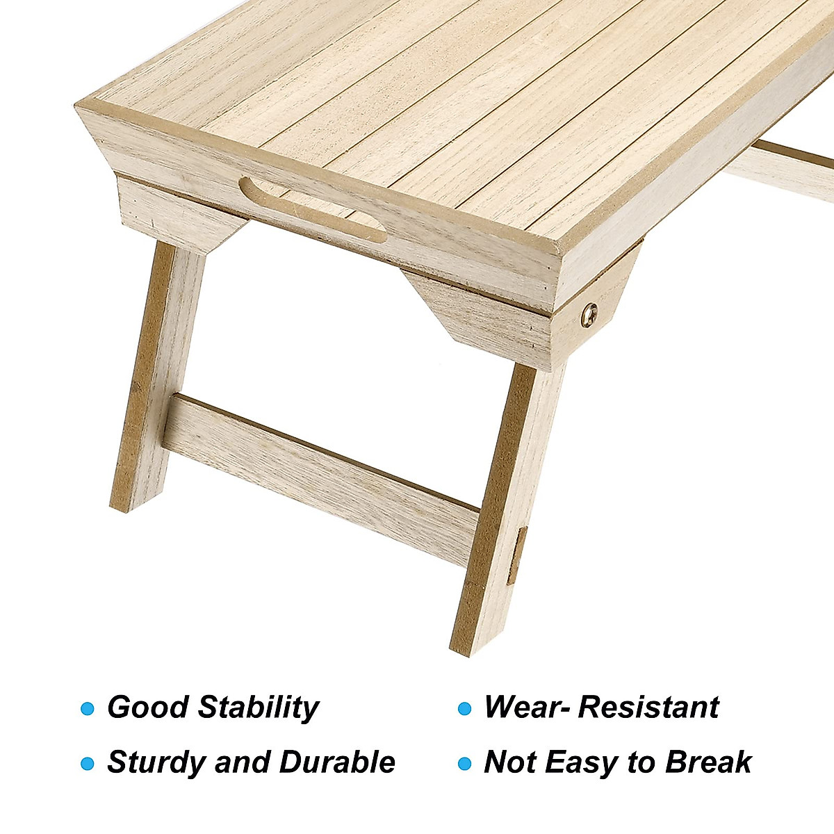 PATIKIL 45x28x22cm Breakfast Tray Table, Bed Trays with Folding Legs Portable Wooden Serving Platter Laptop Snack Desk for Eating, Brown