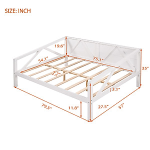 Harper & Bright Designs Full Size Daybed Wooden Day Bed Frame with Wood Slat Support Dual-use Sturdy Sofa Bed for Bedroom Living Room, White