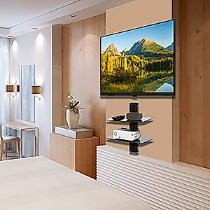 WALI Floating Entertainment Center Shelves, Holds Up to 17.6lbs, TV Shelf with Strengthened Tempered Glasses for DVD Players, Cable Boxes, Games Consoles, TV Accessories (CS202B), 2 Shelf, Black