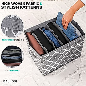 DABROSI Wardrobe Clothes Organizer for Folded Clothes - Pants Organizer - Jean Organizer for Closet (6-grid Large)