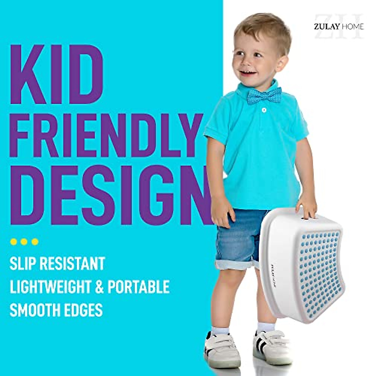 Zulay Home Step Stools for Bathroom Sink with Anti-Slip Surface & Base - Kids Step Stool for Toddlers Potty Training, Kitchen, Living Room, Bedroom, Toy Room (Blue)