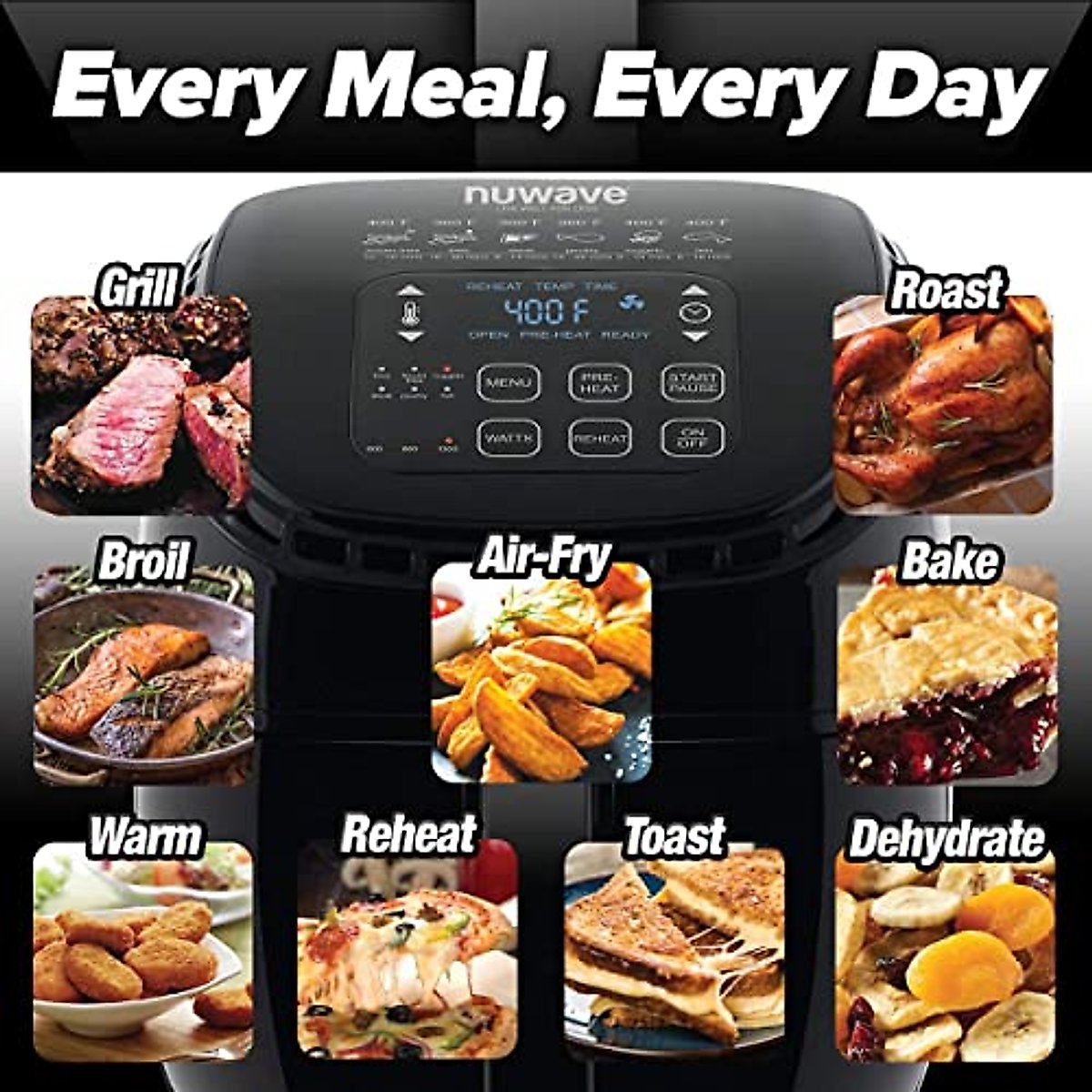 Nuwave Brio 3-Qt Air Fryer, Touch Screen Digital Controls & Easy to Read Display, 100°F- 390°F Temp Controls in 5° Increments, Linear Thermal (Linear T) Technology, Built-In Safety Features (Renewed)