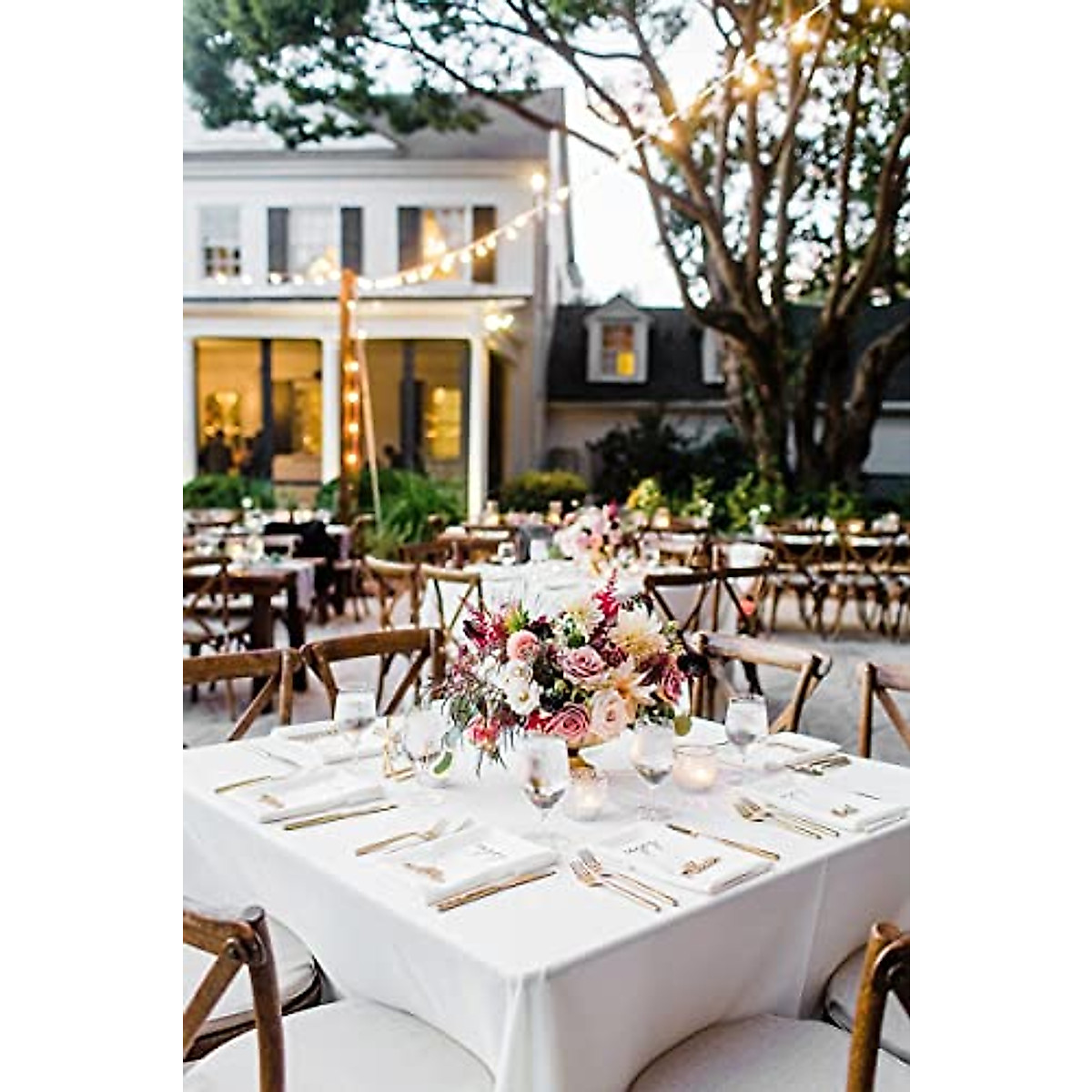 Showgeous 4 Pack White Tablecloth 60 x 102 Inch, Rectangle Table Cloth for 6 Foot Table, Wrinkle Resistant Washable Polyester Table Cover for Wedding Dining Table Buffet Parties and Camping