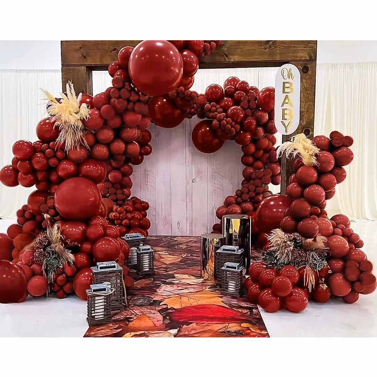 Burgundy Gold Balloons Garland Double Stuffed Wine Red Sand White Balloons Metallic Gold Latex Balloons Arch Kit for Bridal Wedding Christmas Baby Shower Birthday Party Decoration