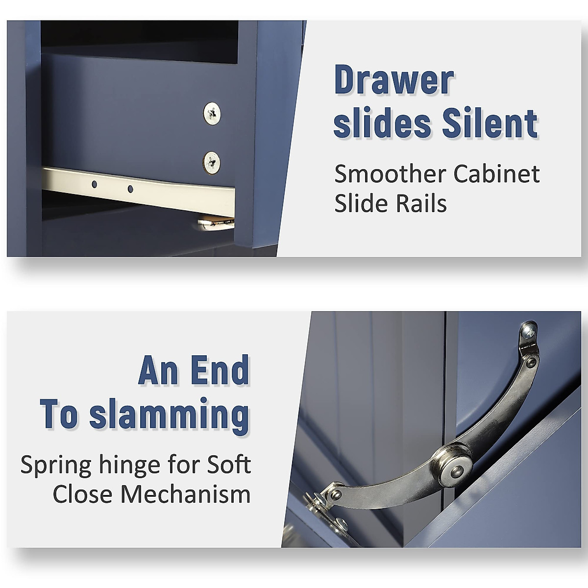 LOUVIXA Tilt Out Trash Can Cabinet with Double Hidden Trash Bin Holder, Kitchen Free Standing Recycling Cabinet,Dog Proof Trash Can,Wood, Blue