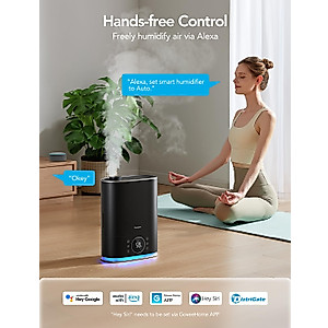 GoveeLife Smart Humidifiers for Bedroom, Cool&Warm Mist 7L Humidifier for Large Room, Auto Mode, Easy Top Fill, 70Hr Quiet Runtime, WiFi Air Humidifier with RGB for Baby, Plants Compatible with Alexa
