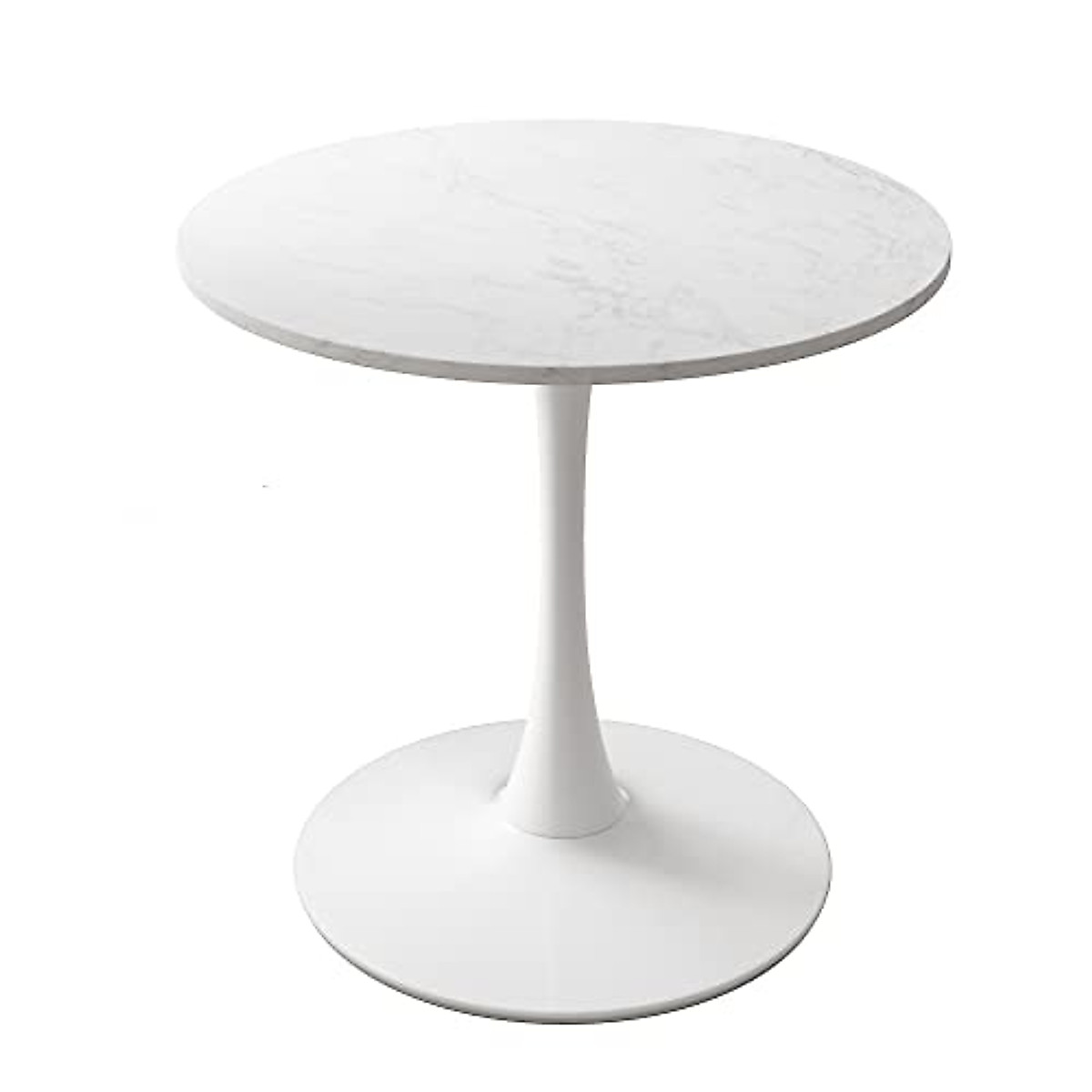 DKLGG 32" Modern Round Dining Table with Printed Marble Table Top, Metal Base Pedestal Table Tulip Table Kitchen Table for 2-4 Person for Small Space Home, End Table Leisure Coffee Table, Marble