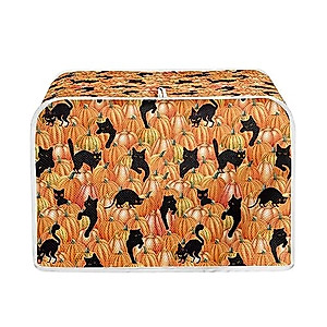 Talayituse Cat Pumpkin Print Toaster Cover 4 Slice Bread Toaster Oven Cover Halloween Decoration Washable Toaster Cover with Top Handle Kitchen Small Appliance Covers Bakeware Protector