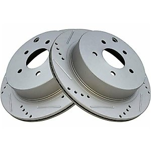 SLCUKMT 2pcs Disc Brake Rotor Set Rear Side Performance Drilled and Slotted HM38Q7