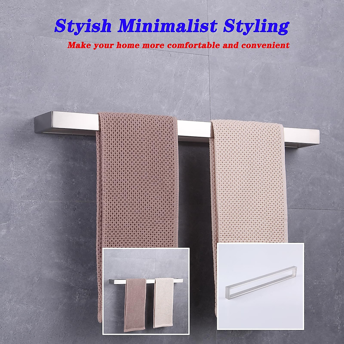 GERZWY 36-Inch Bathroom Towel Bar Stainless Steel Bath Towel Bar Modern Style Wall Mount Brushed Finish HG17703-LS