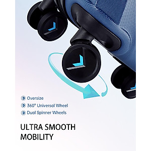 BAGSMART Carry On Luggage 22x14x9 Airline Approved,PC Hardside Suitcase,20 Inch Luggage with Spinner Wheels, Lightweight Travel Suitcases for Men Women,Navy Blue