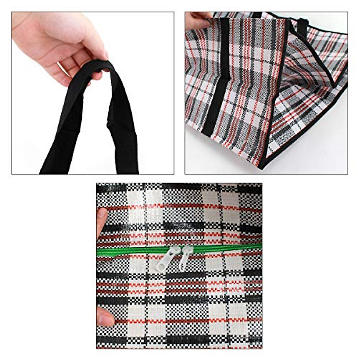 CLARA Large Checkered Storage Bag Oversized Waterproof Moving Totes Carrying Bag Luggage Bag Reusable Laundry Bag(Black, 24×24’’)