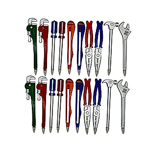 Maydahui 6PCS Tool Ballpoint Pens Black Ink Hardware Shape Pen Pipe Wrench Pincer Pliers Art Knife Spanner Hammer Screwdriver Design for Boys Worker Craftsman