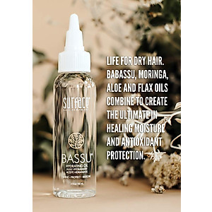 Surface Hair Bassu Hydrating Oil: Hair Oil with Flax Seed, and Aloe Vera, Moisturize and Hydrate Repair Damaged Hair, Color Safe, 2 Fl Oz