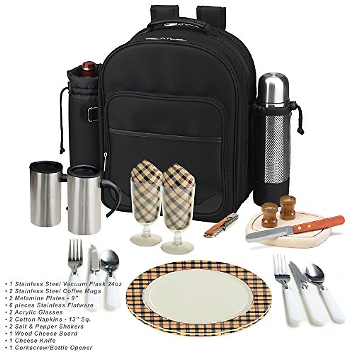 Picnic at Ascot Original Equipped 2 Person Picnic Backpack with Coffee Service, Cooler & Insulated Wine Holder - Designed & Assembled in the USA