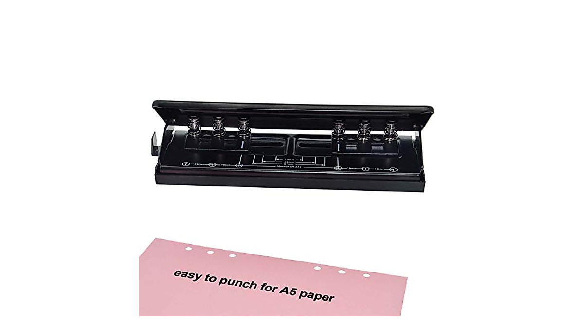 WORKLION Adjustable 6-Hole Punch for A5 Binders & Planners