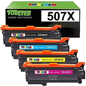 ToBeter Compatible 507X 507A Toner Replacement for HP 507X 507A CE400X CE401A CE402A CE403A Toner for Enterprise M551 M551n M551dn M551xh M570dn M570dw M575f 575c Printer (4 Pack, BK/C/Y/M)
