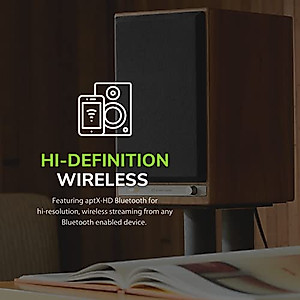 Audioengine HD6 150W Powered Bookshelf Stereo Speakers | Home Music System w/aptX HD Bluetooth, AUX Audio, Optical, RCA, 24-bit DAC (Walnut)